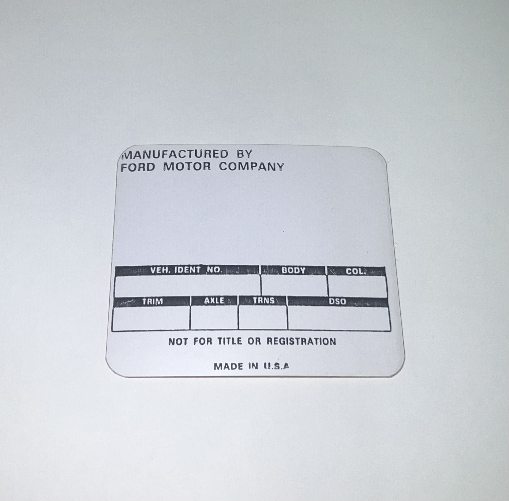 1970-1971 Mustang Serial Number Warranty Decal – Shelby Parts and ...